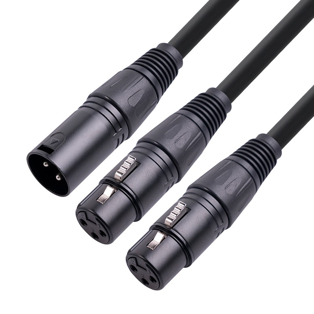 3-Pin XLR Male to Dual Female Audio Y Splitter Mic Cord Line Cable ...