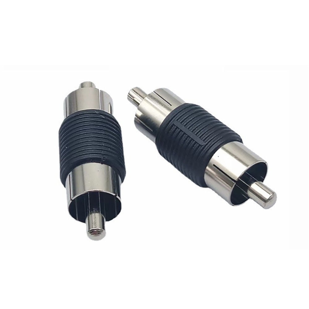 Male To RCA Male Plug Nickel RCA Cable Coupler AV Audio Adapter ...
