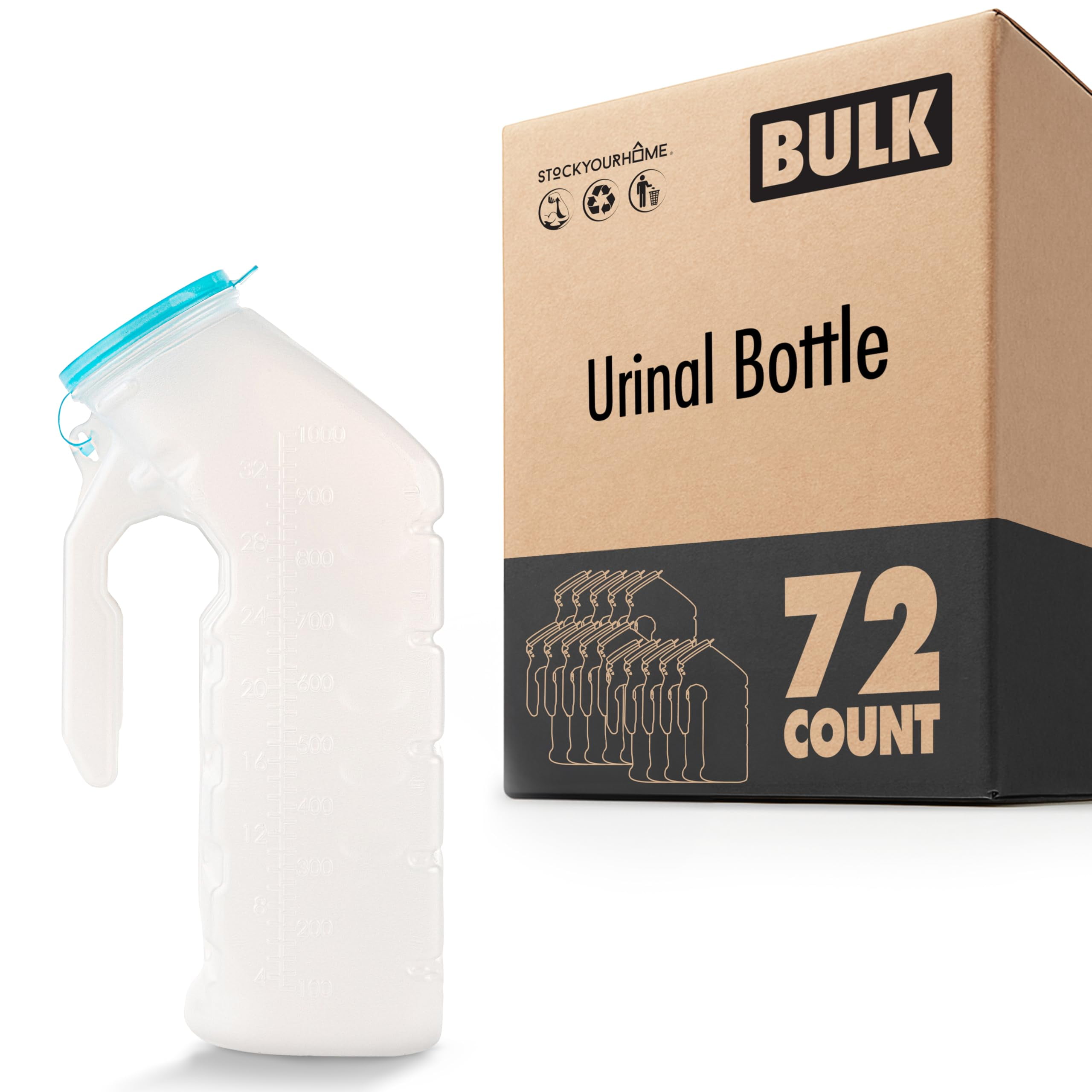 Male Urinal with Glow in the Dark Lid 72 Bottles 32 oz Urine Containers ...
