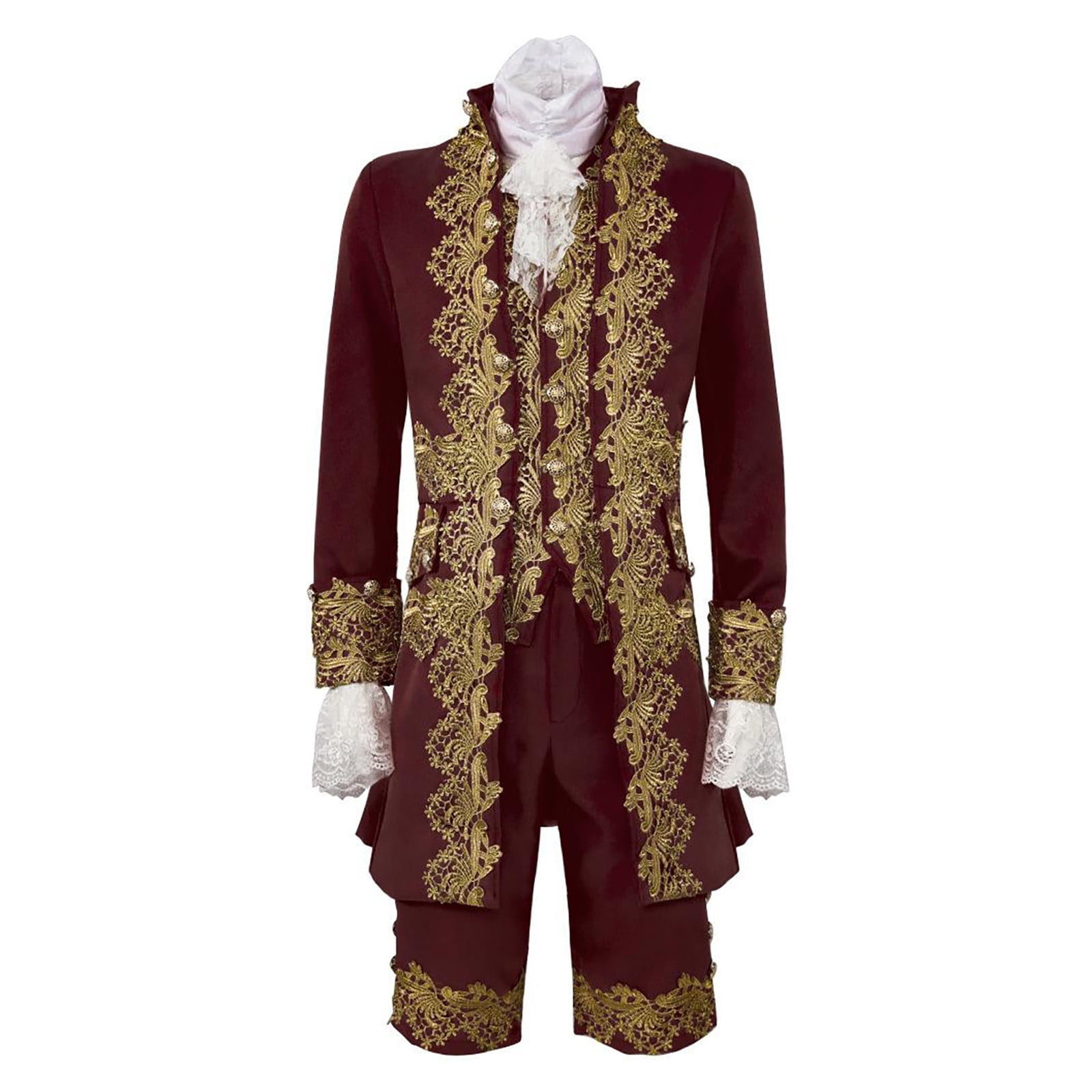 Male Vintage Court False Collar Embroidery Lace Coat Vest Cropped ...