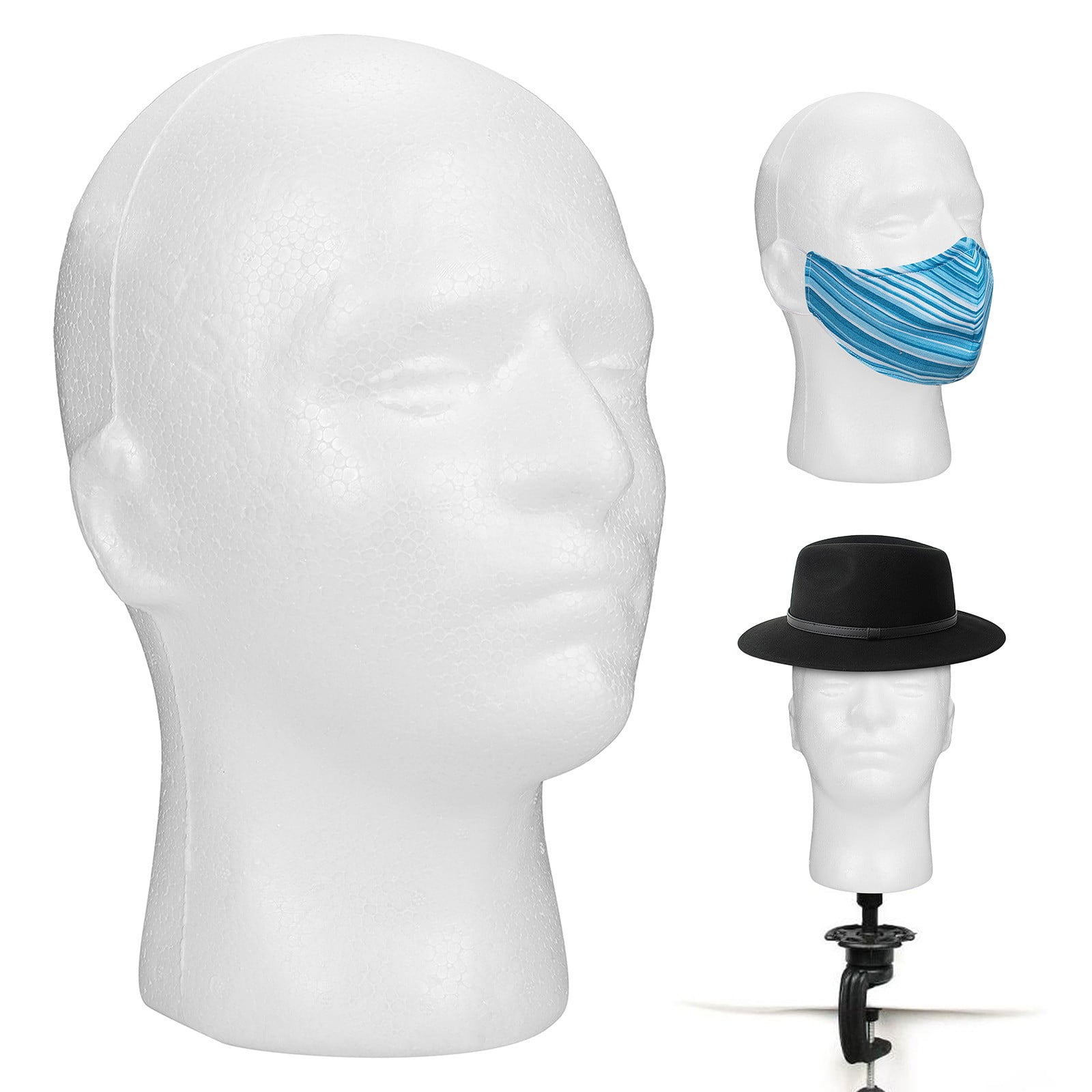 Male Wig Display Mannequin Head Stand Model Styrofoam Foam Male Foam ...