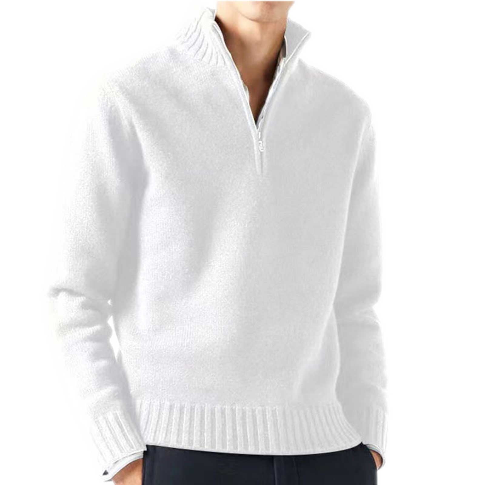 Male Winter Fashion Sweater Jacket Long Sleeve Thick High Neck Soild ...