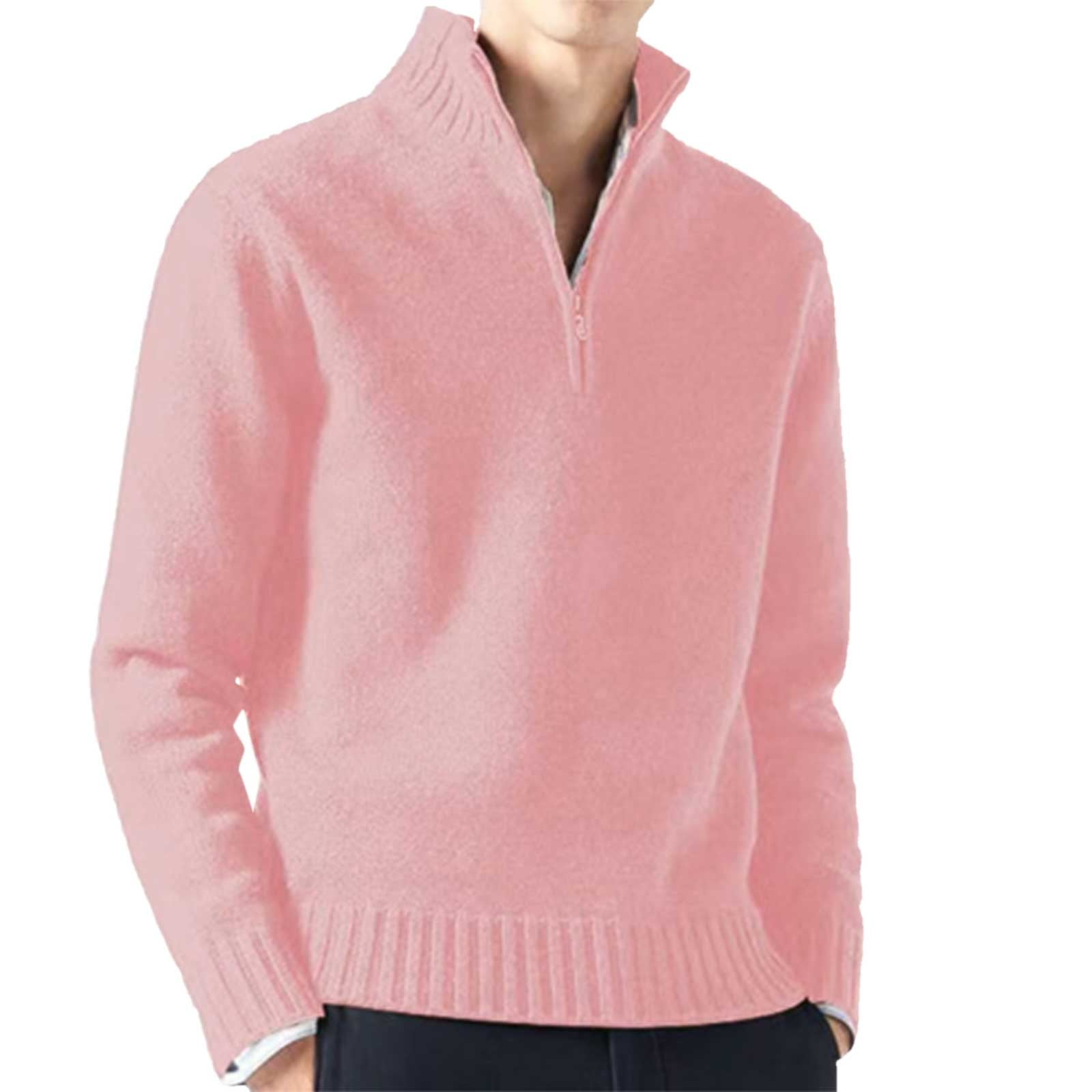 Male Winter Fashion Sweater Jacket Long Sleeve Thick High Neck Soild ...