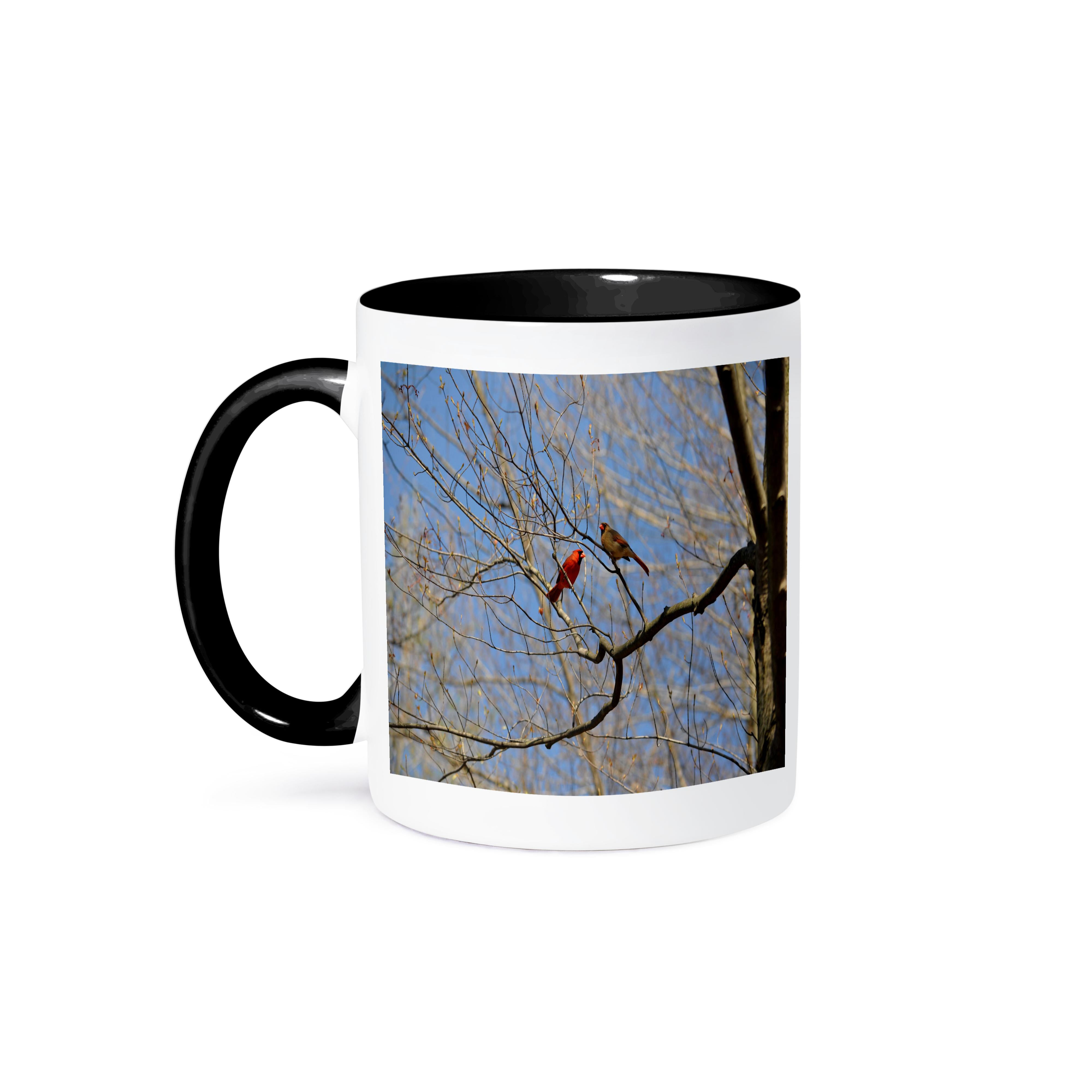 3dRose, Male and Female Cardinals Together, 11oz Two-Tone Black Mug ...