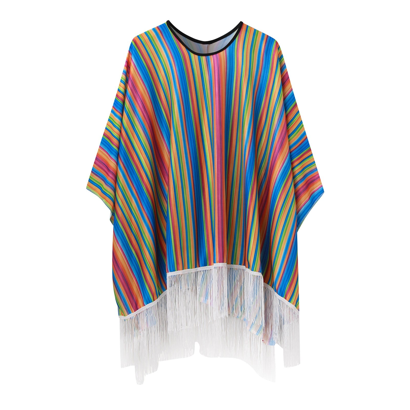 Male cinco de mayo Festive Clothes Mexican Cape tassel hem rainbow Cape ...