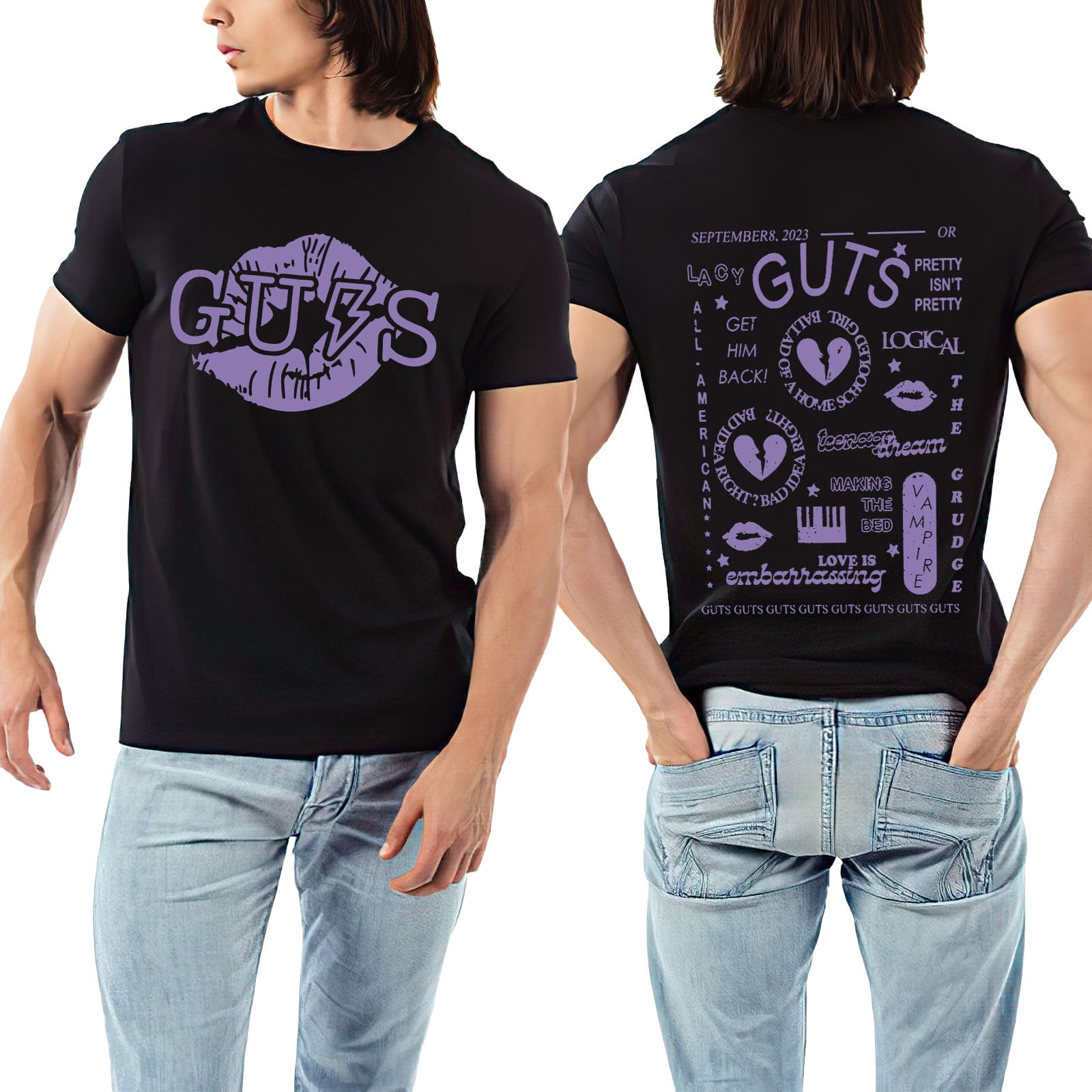 Male olivia Rapper rodrigo Guts Rock T Shirts Music Tour 2024 Men ...