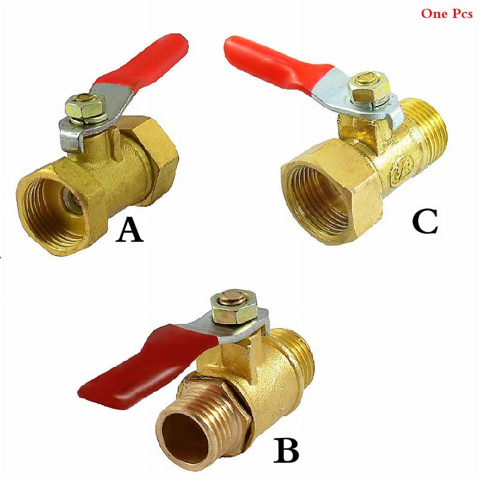 Male to Female 1/4" 3/8" 1/2" Threaded Red Lever Handle Brass Ball ...
