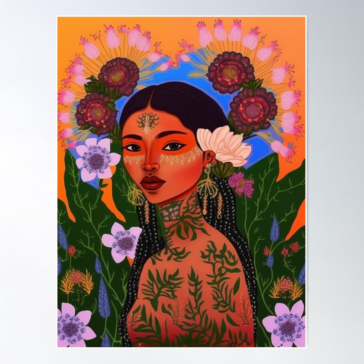 Malena Modern Chicano Art Portrait, Latin American Art, Afro Latina Art ...