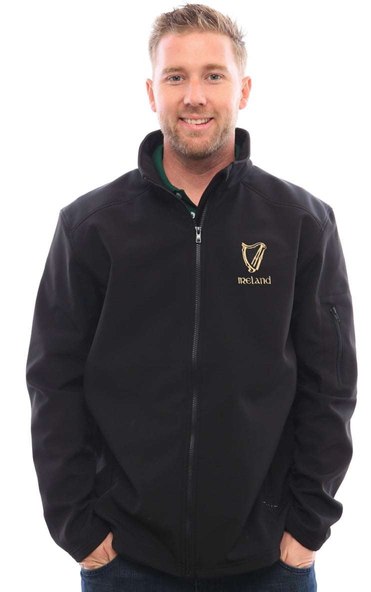 Malham Men's Irish Harp Shell Jacket Full Zipper Jacket Black Colour ...