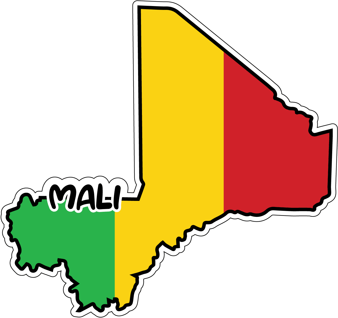 Mali Map Flag Sticker Decal 4 Inches - 4 inch - Walmart.com