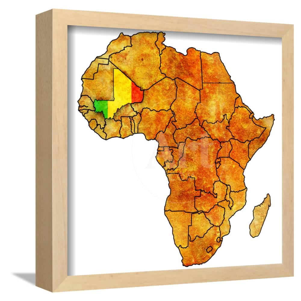 Mali on Actual Map of Africa, Framed Art Print Wall Art by michal812 ...