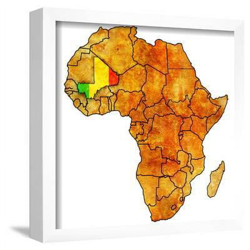 Mali on Actual Map of Africa, Framed Art Print Wall Art by michal812 ...