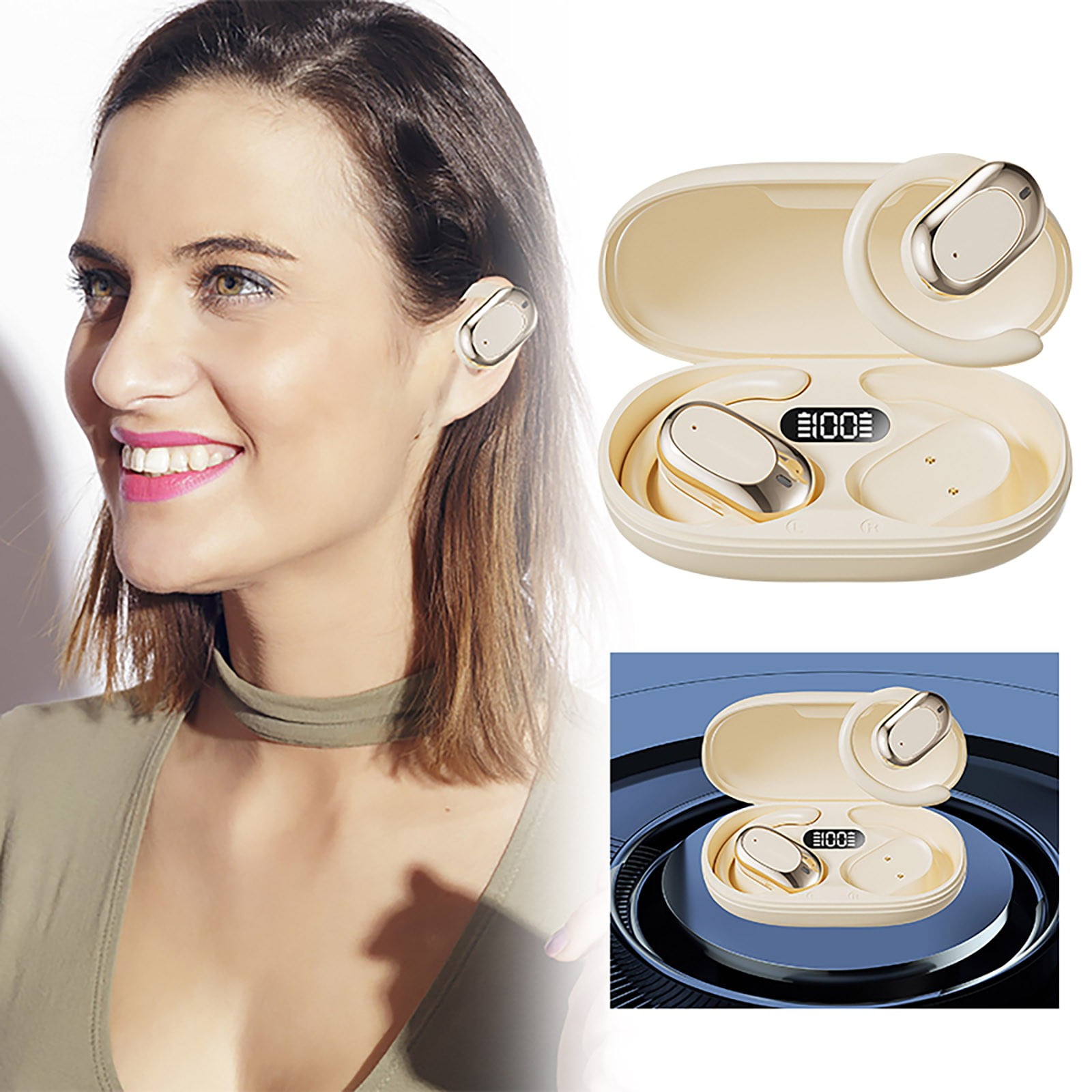 Malianggg Headset Ear Hook Style Long Battery Life No Earphones AI ...