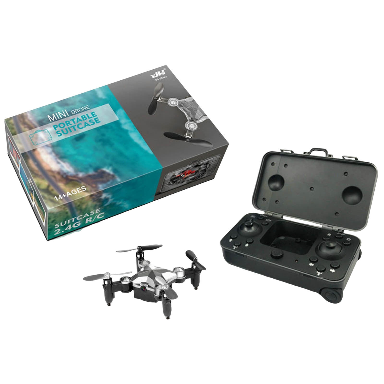 Malianggg Mini Remote Control Folding Suitcase 360 Rotating Four Axis ...