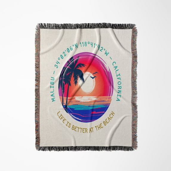 Malibu, California. Life Is Better At The Beach Travel Gift, Woven ...