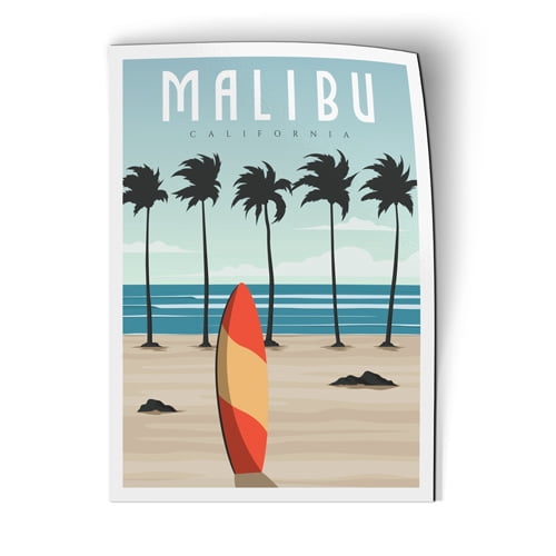 Malibu California Surf - 5" Magnet for Car Locker Refrigerator ...