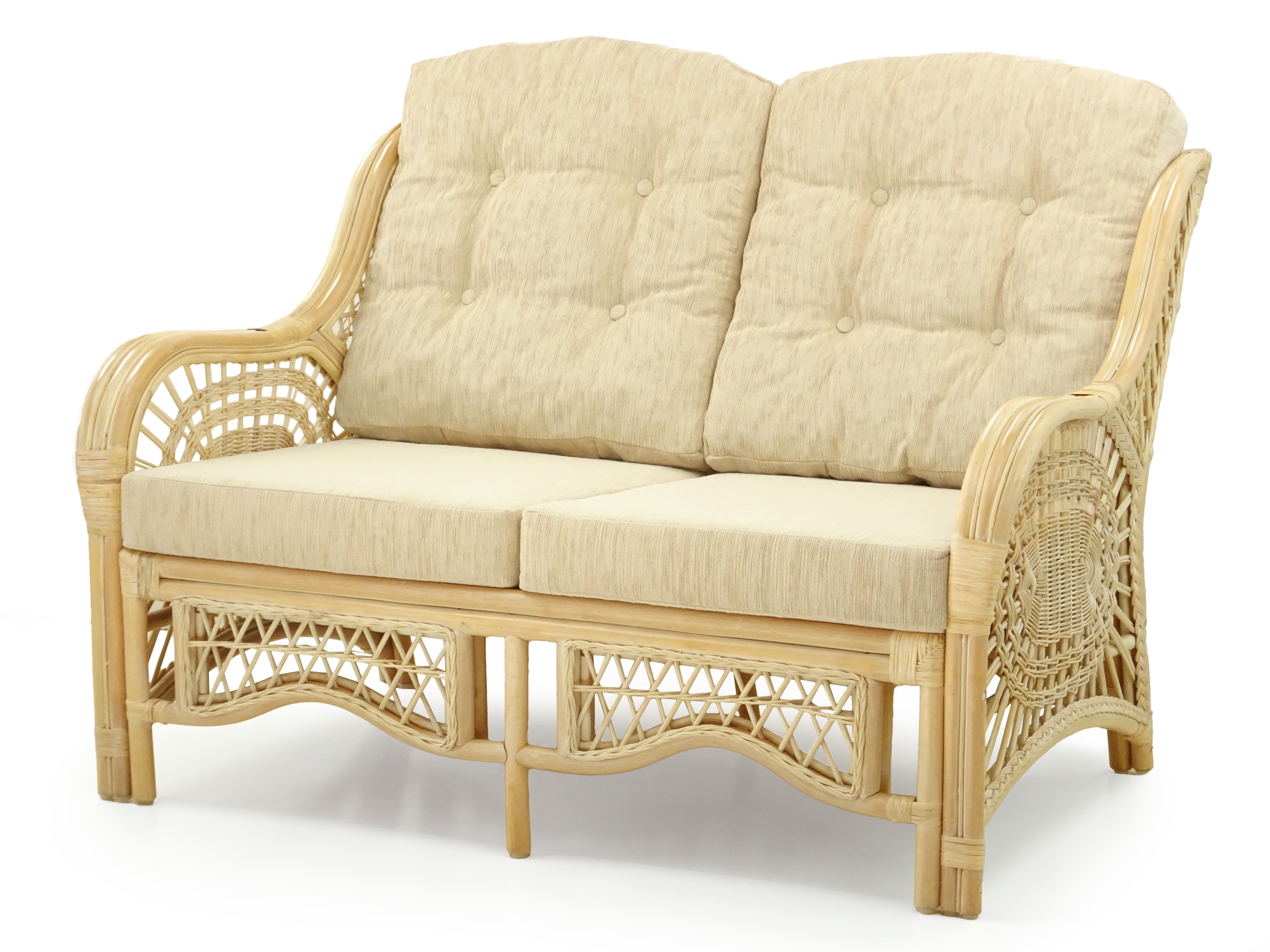 Malibu Lounge Loveseat Sofa Natural Rattan Wicker Handmade Design with ...
