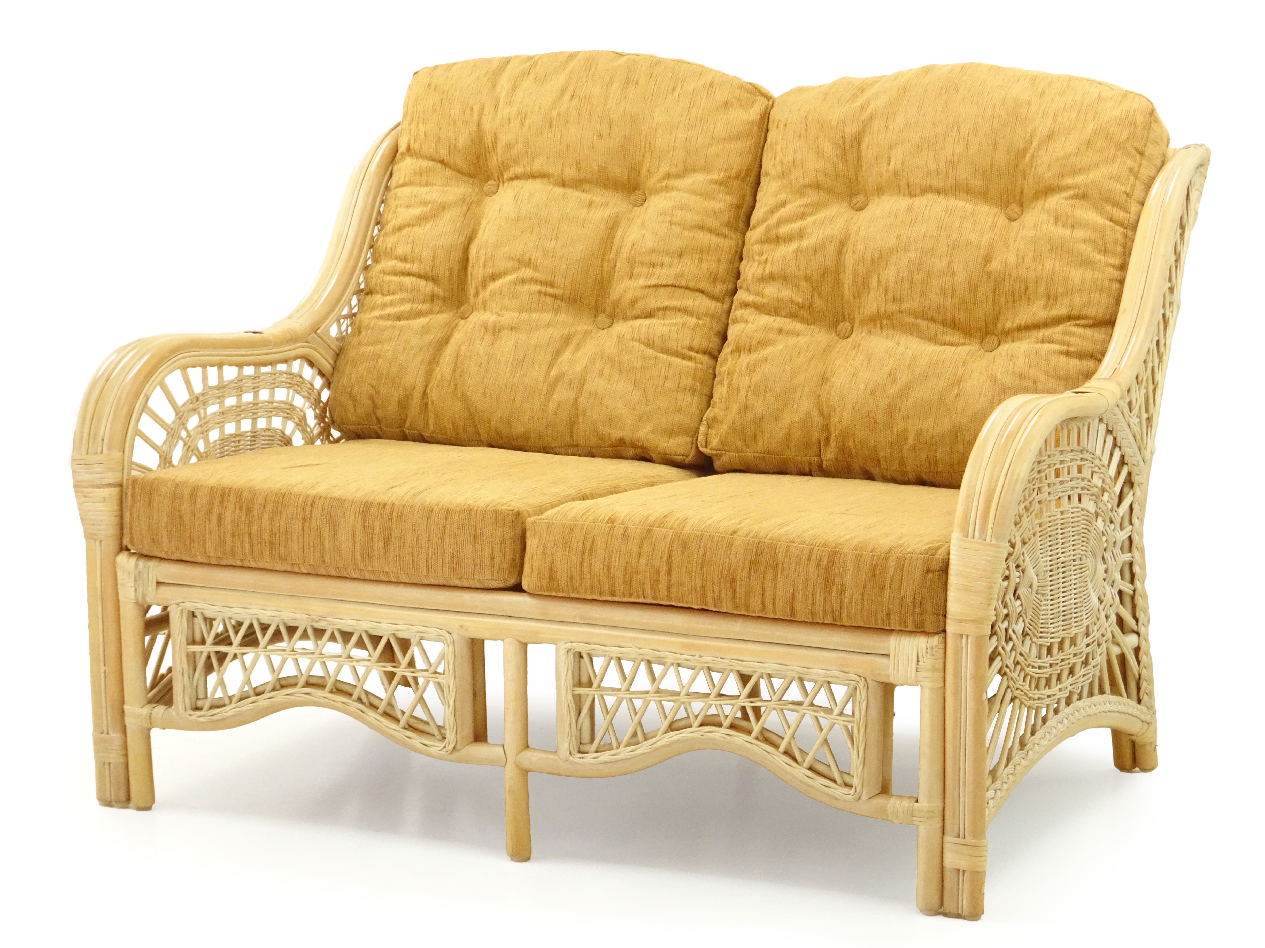 Malibu Lounge Loveseat Sofa Natural Rattan Wicker Handmade Design with ...
