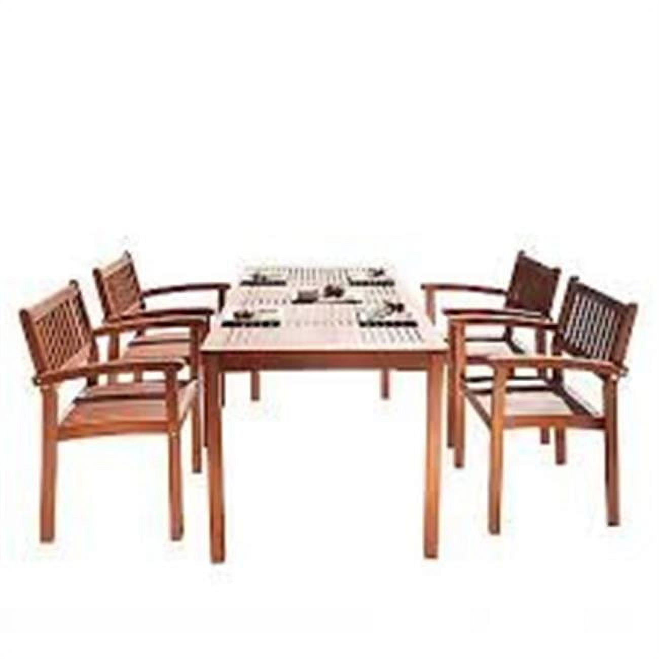 Malibu Outdoor 5-piece Wood Patio Dining Set with Stacking Chairs ...