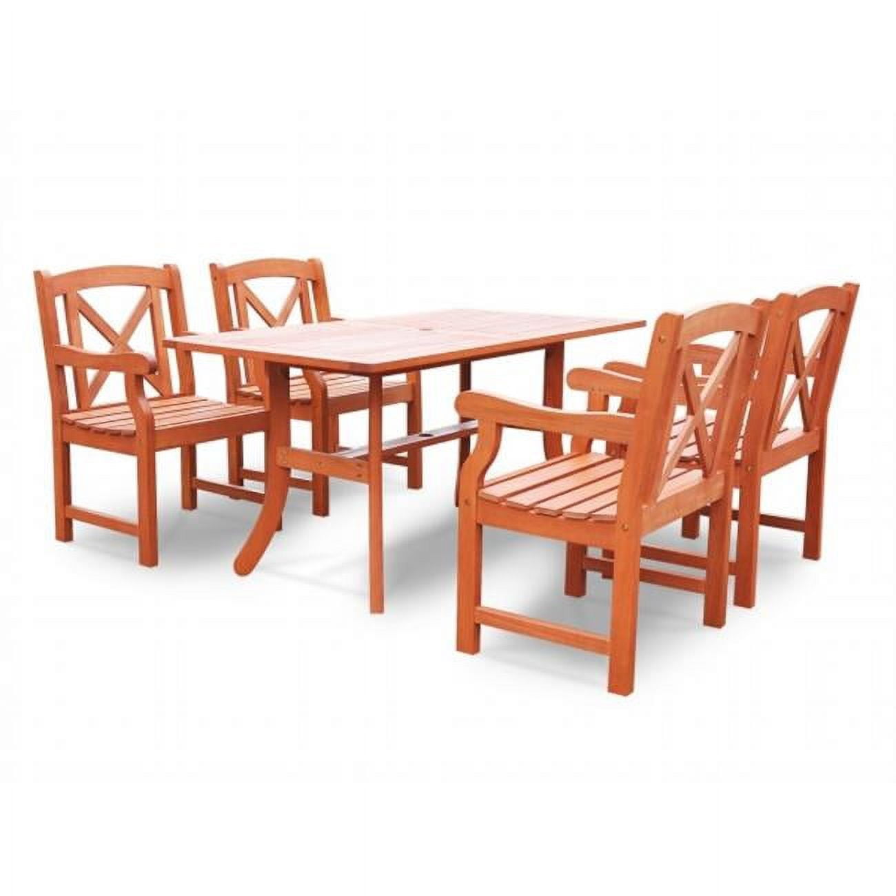 Malibu Outdoor 7-piece Wood Patio Dining Set - Natural Wood - Walmart.com