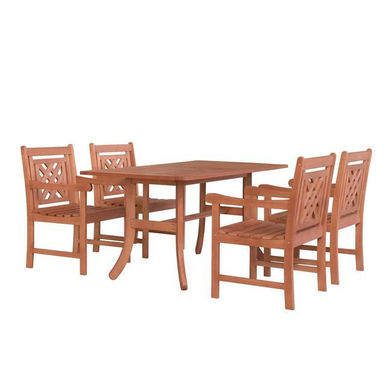 Malibu Outdoor Furniture 5-piece Wood Patio Curvy Legs Table Dining Set ...