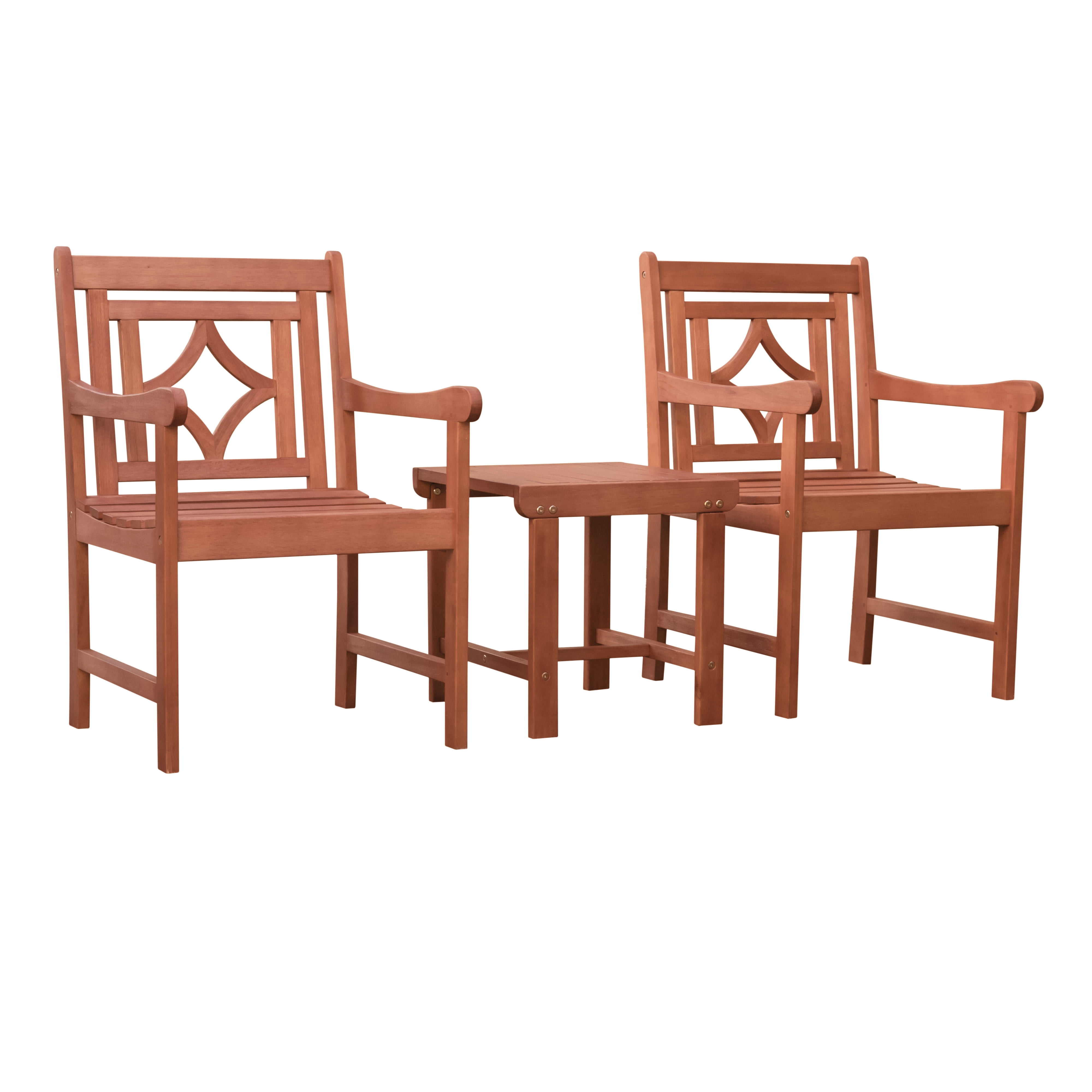 Malibu Outdoor Patio Wood 3-Piece Conversation Set - Walmart.com