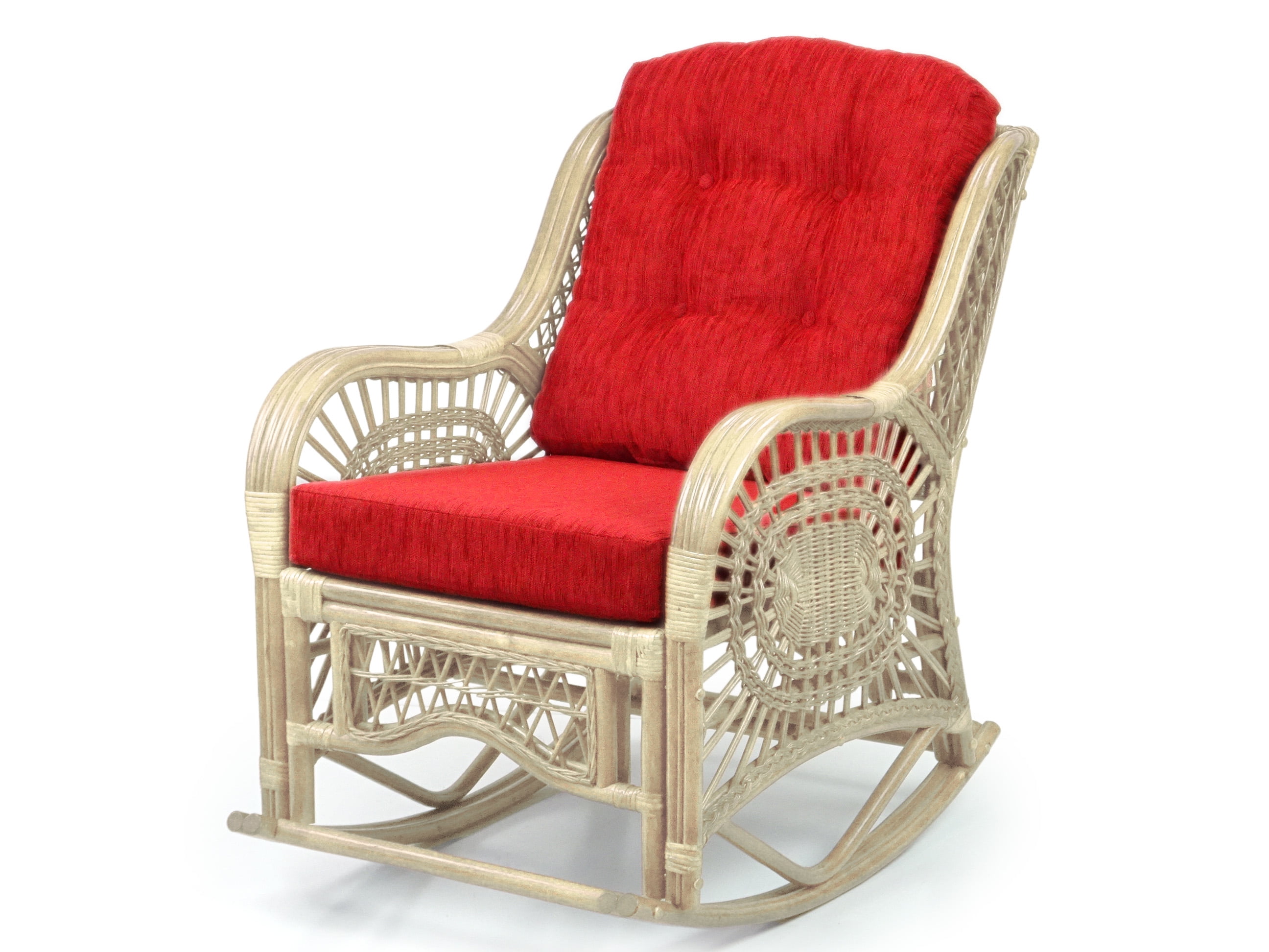 Malibu Rocking Chair ECO Natural Rattan Wicker Handmade Design with Red ...