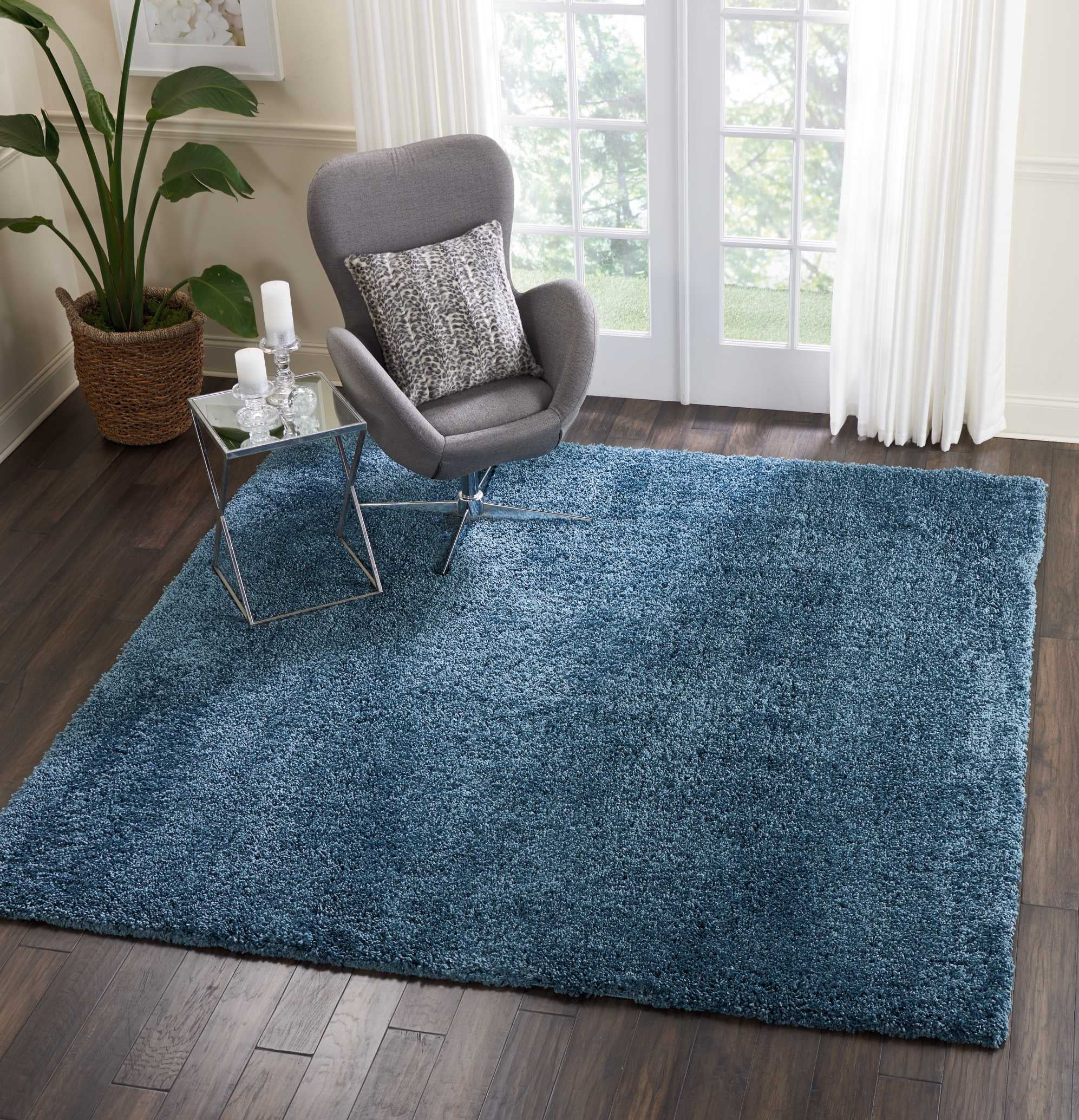 Malibu Shag Solid Blue Area Rug - Walmart.com