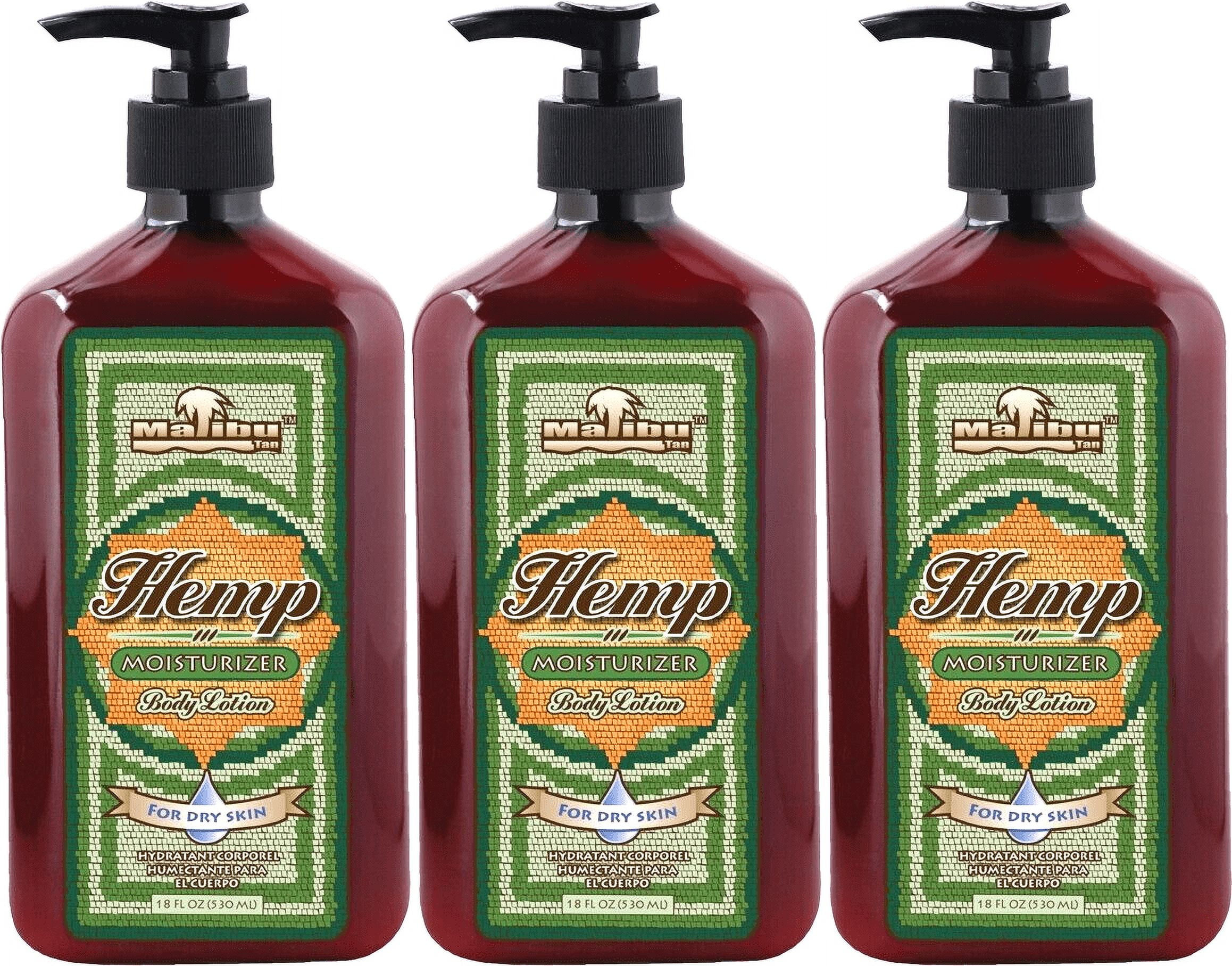 Malibu Tan HEMP BODY LOTION for Dry Skin Hemp Moisturizer, 3-Pack 18 fl ...