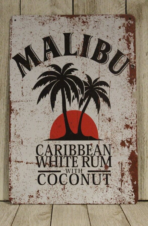 Malibu Tin Metal Aluminium Sign Coconut Liqueur Rum Bar Liquor Store ...