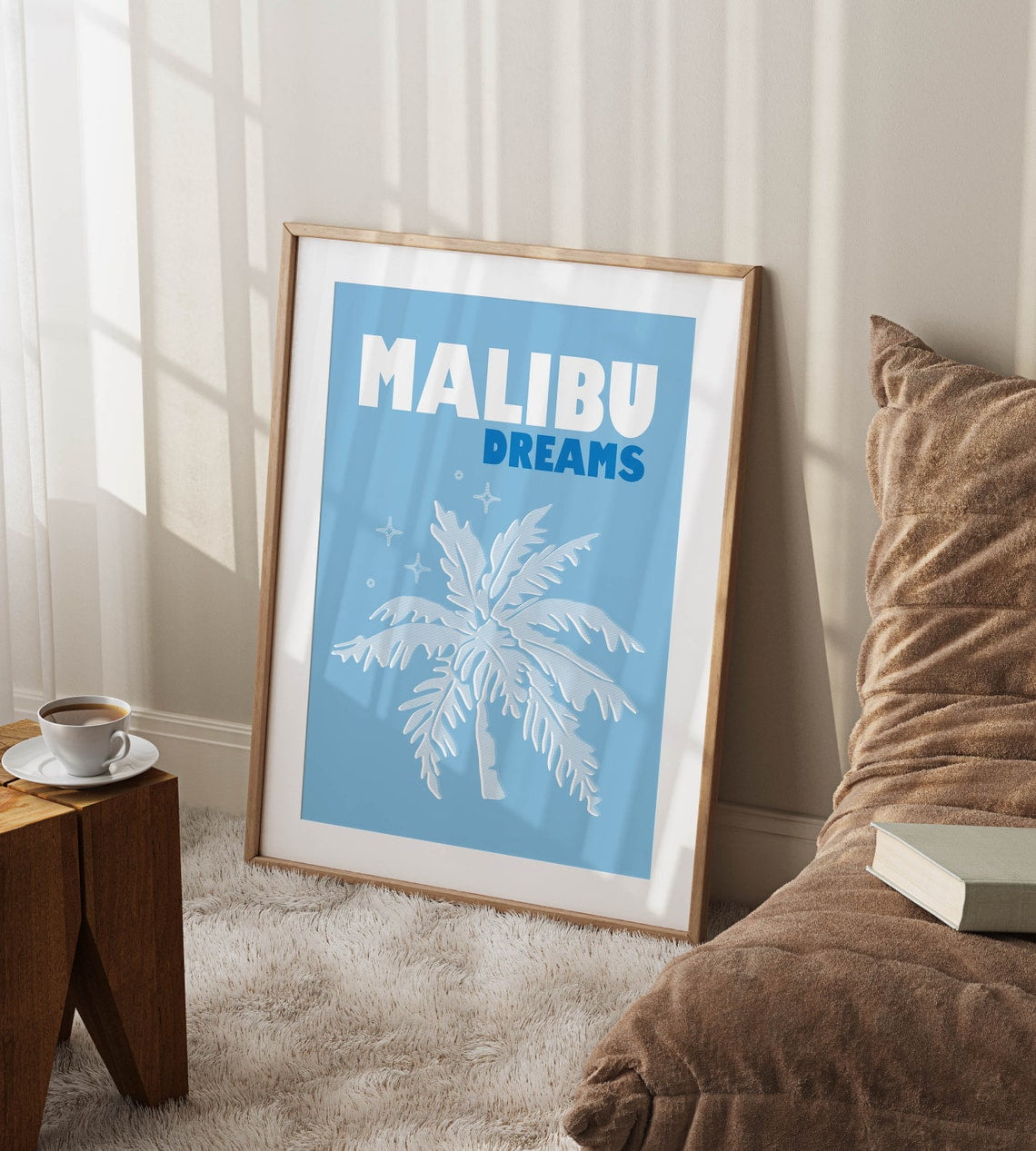 Malibu Travel Poster Blue Preppy Aesthetic Wall Art Teen Room Decor ...