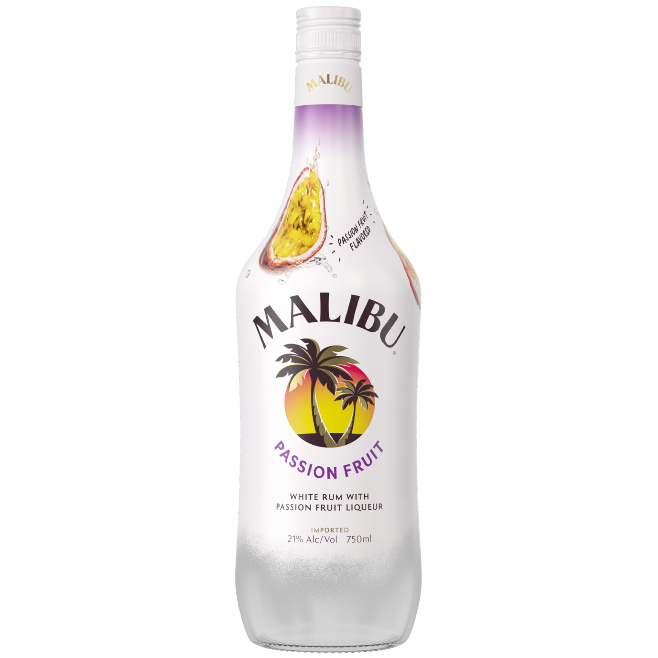 Malibu White Rum with Passion Fruit Liqueur, 750 mL Bottle, 21% ABV ...