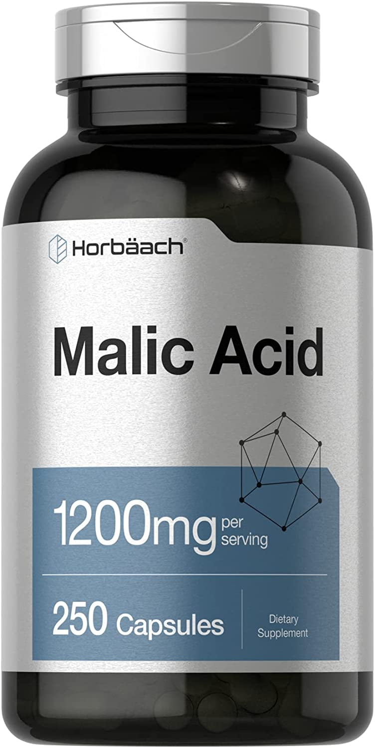 Horbaach Malic Acid Capsules, 1200mg, 250 Count Supplement - Walmart.com