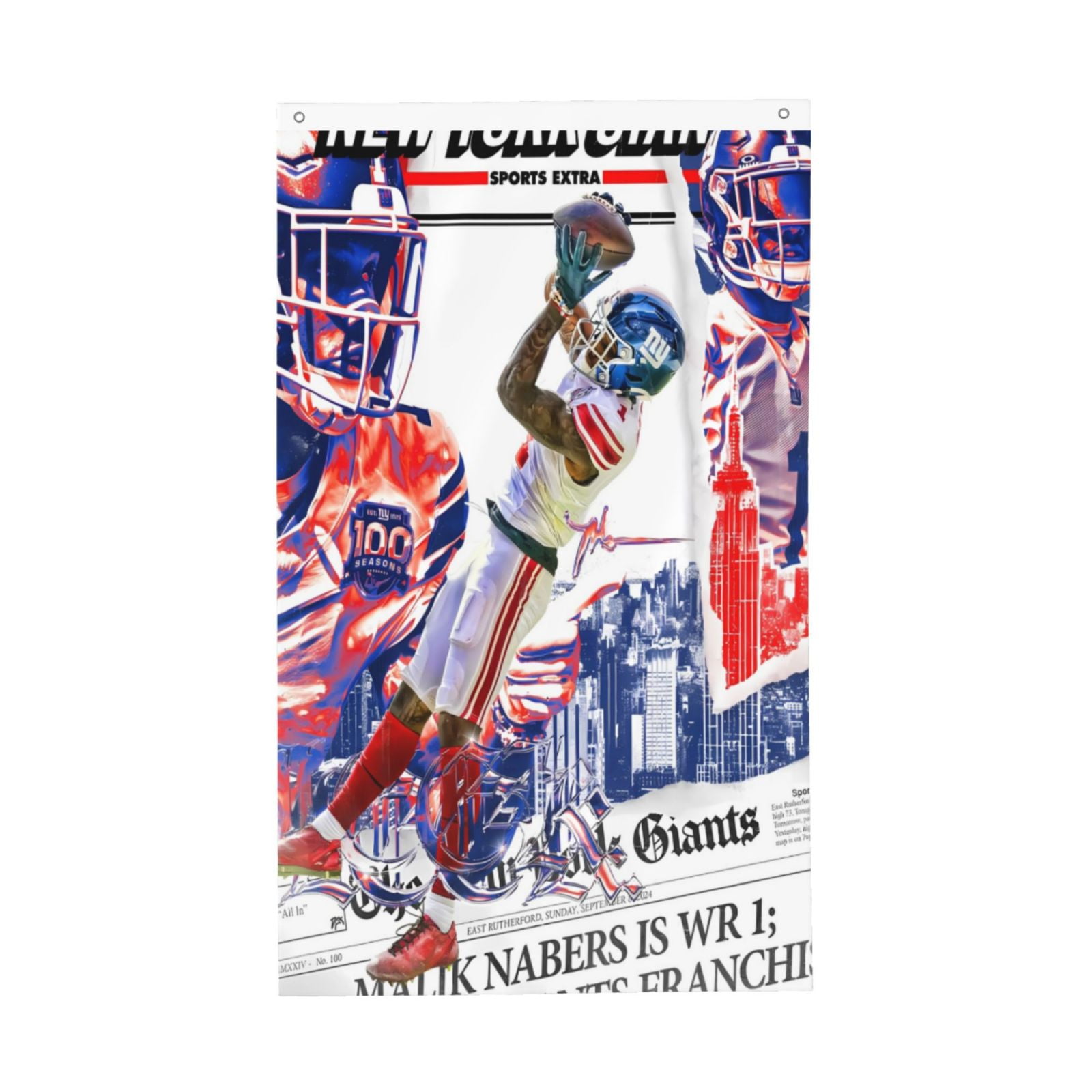 Malik Nabers Player Flags American Football Double-Sided Cheering Flags ...