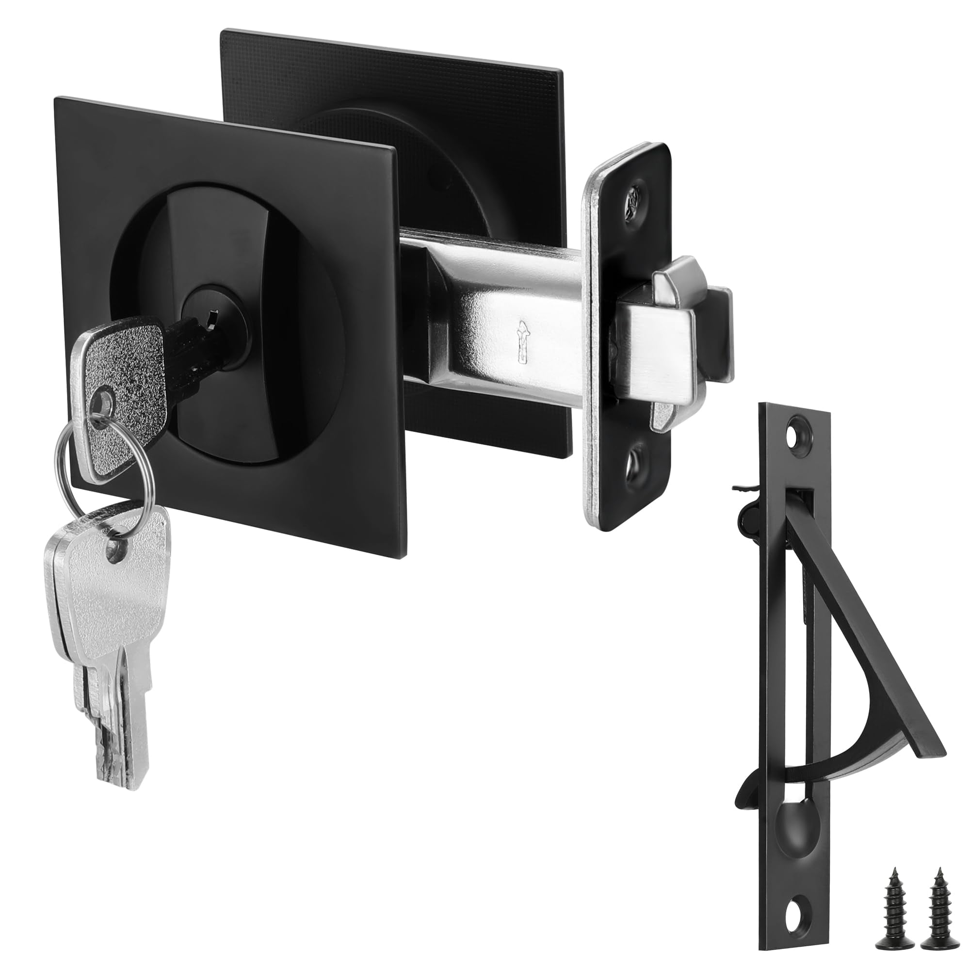 Malimali Pocket Door Lock with Key and Edge Pull Set, Pocket Door ...