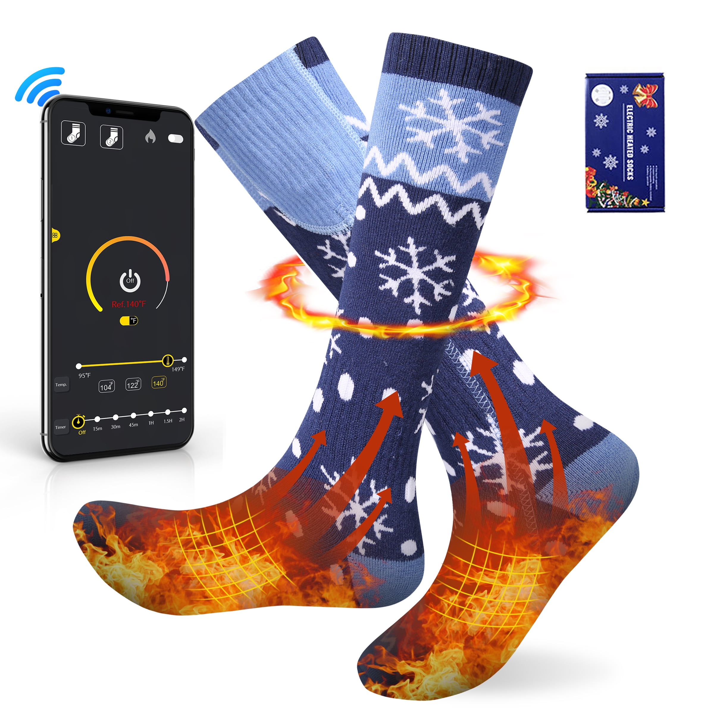 Maliowa Heated Socks for Men Women 5V 5000mAh Rechargeable Electric ...