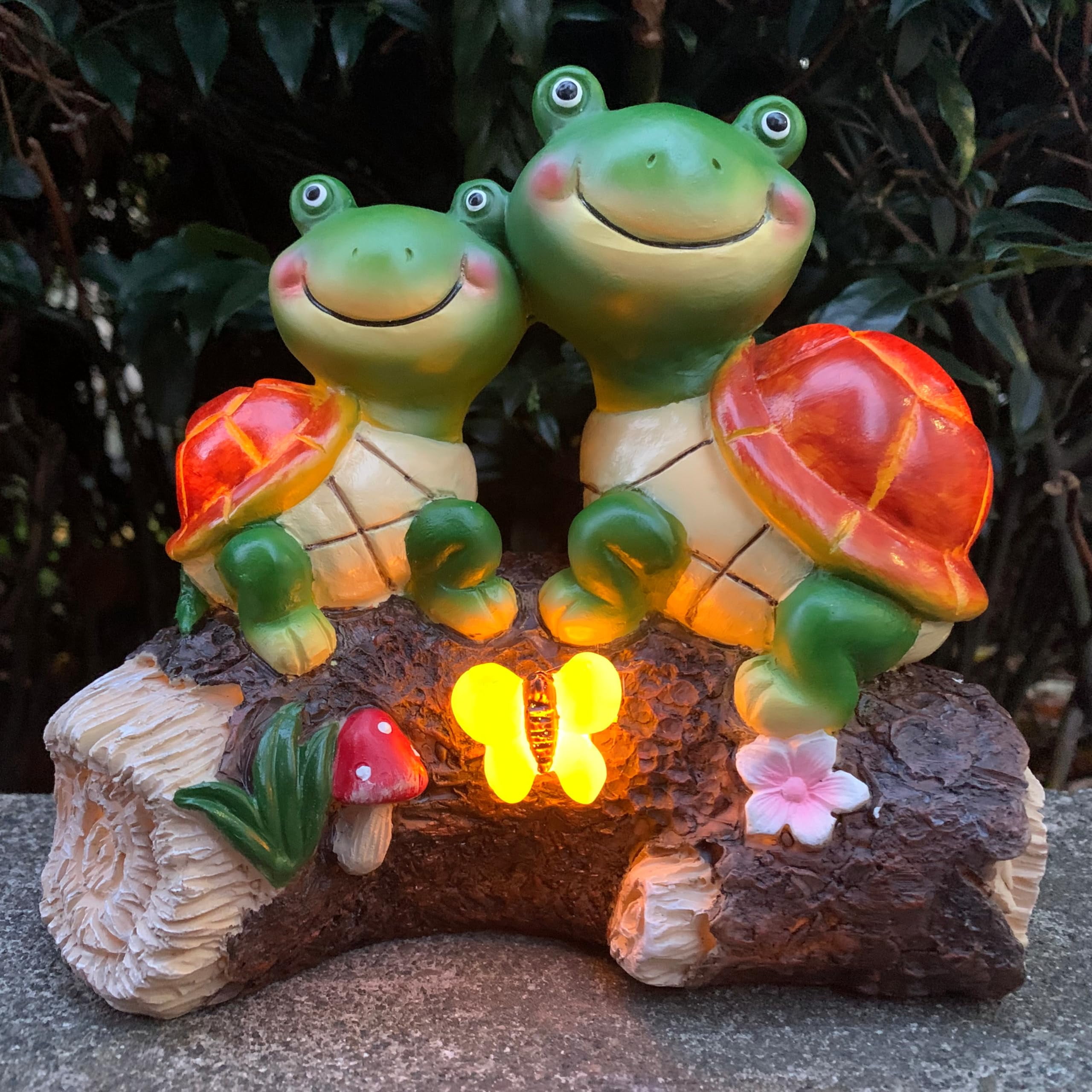 Malister Garden Turtle Figurines Outdoor Decor, Outdoor Statues Solar ...