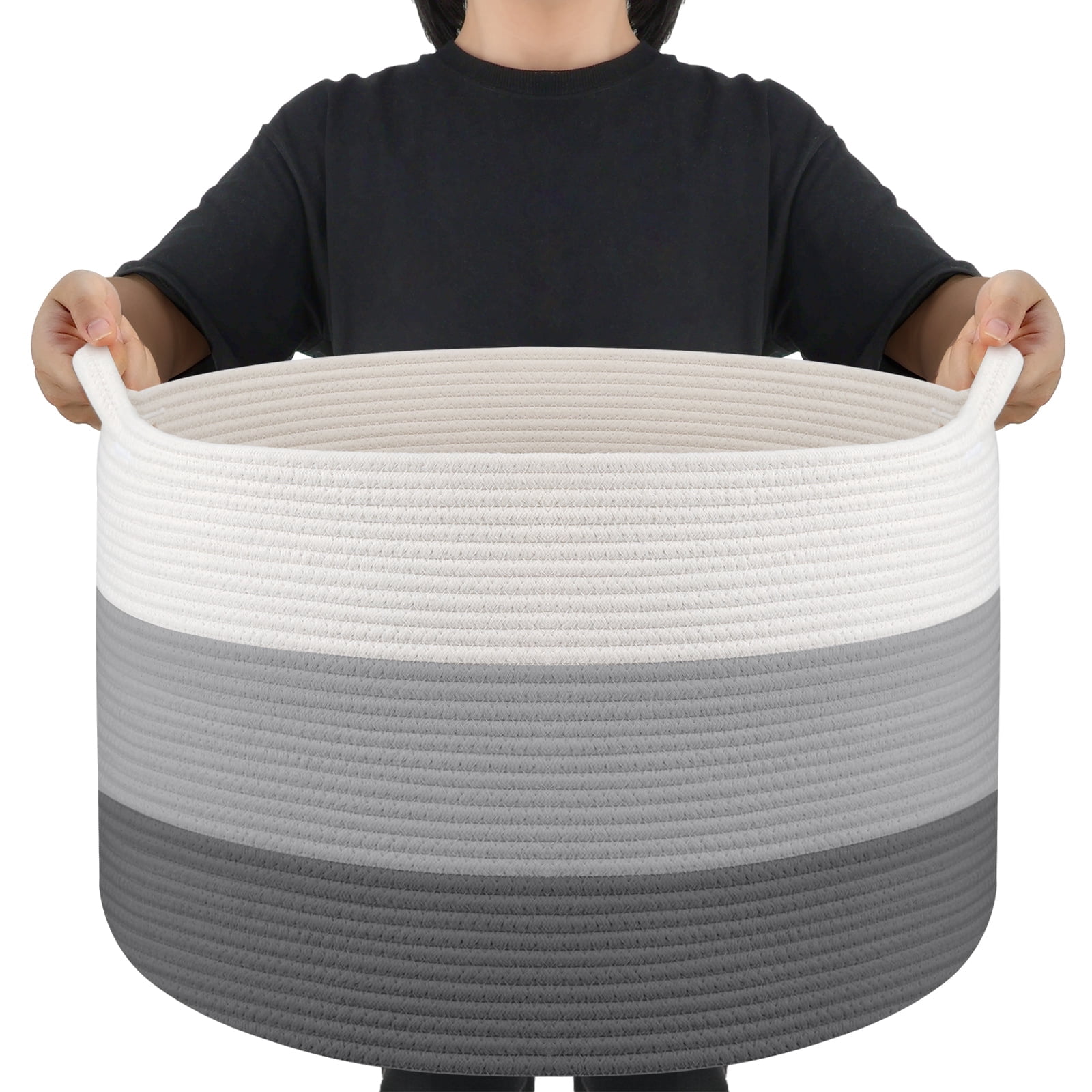 Maliton Extra Large Laundry Basket - 22"x22"x14" Baby Woven Blanket ...
