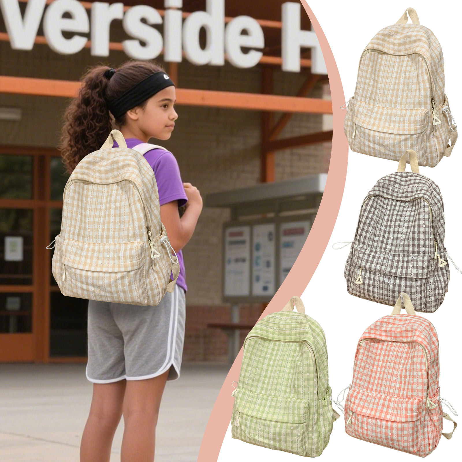 Mall Backpack, Plaid Backpack Literary, Stylish Design, Ideal for ...