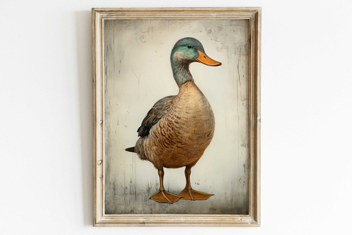 Mallard Duck Art Print, Bird Wall Art, Antique Bird Art, Old Duck ...