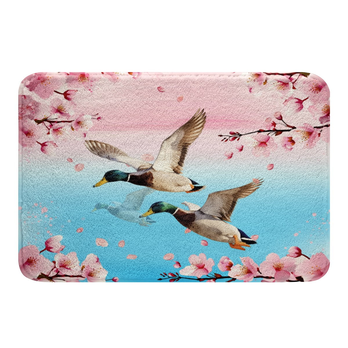 Mallard Duck Bath Mat Lake Wild Animals Bathroom Accessories 16"x24",Cherry Blossom Bath Rugs ...