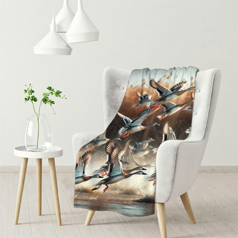 Mallard Duck Blanket ,Duck Hunting Themed Fleece Blanket for Kids Teens ...
