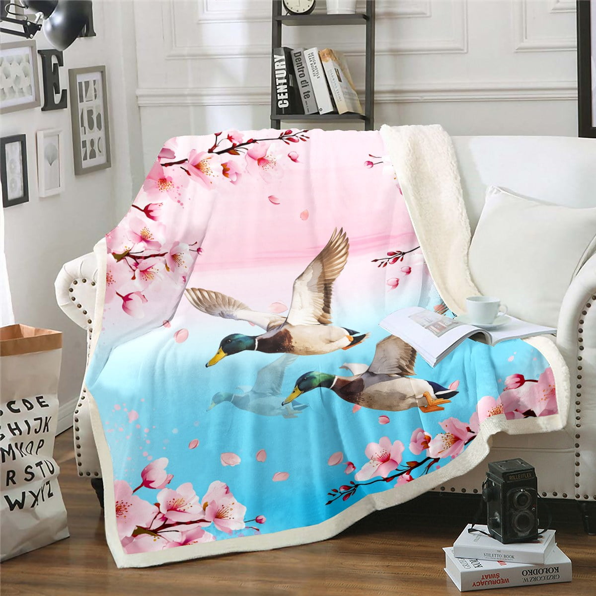 Mallard Duck Blanket Lake Wild Animals Throw Blanket 90"x90",Cherry ...