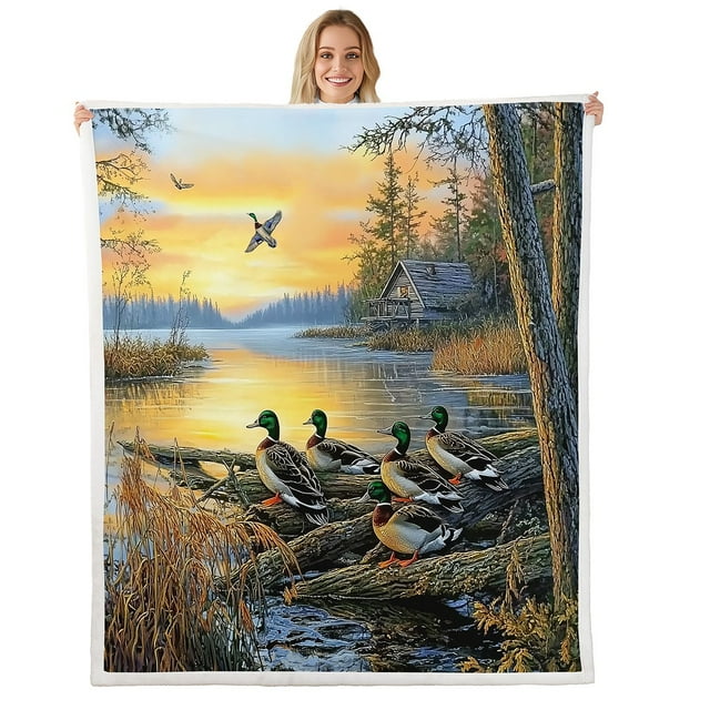 Mallard Duck Blanket Queen 90x90,Duck Hunting Throw Blanket for Kids ...