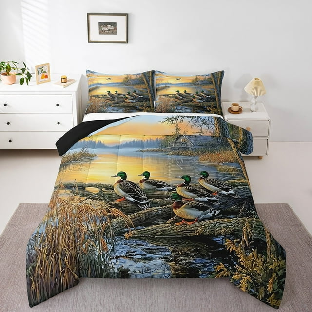 Mallard Duck Comforter Set Full Size,Duck Hunting Bedding Teens Adults ...