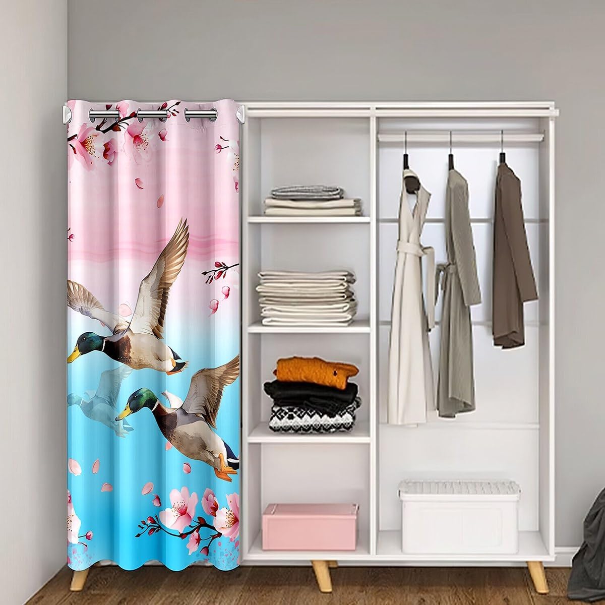 Mallard Duck Door Drape 59"Wx 80"L Flying Water Bird Door Curtain For ...