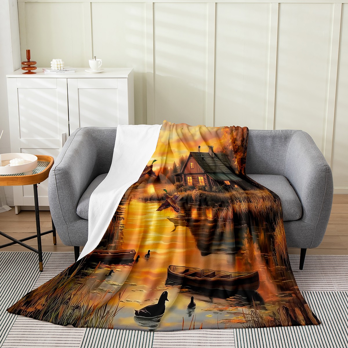 Mallard Duck Hunting Blanket 30x40,Rustic Farmhouse Style Fleece ...