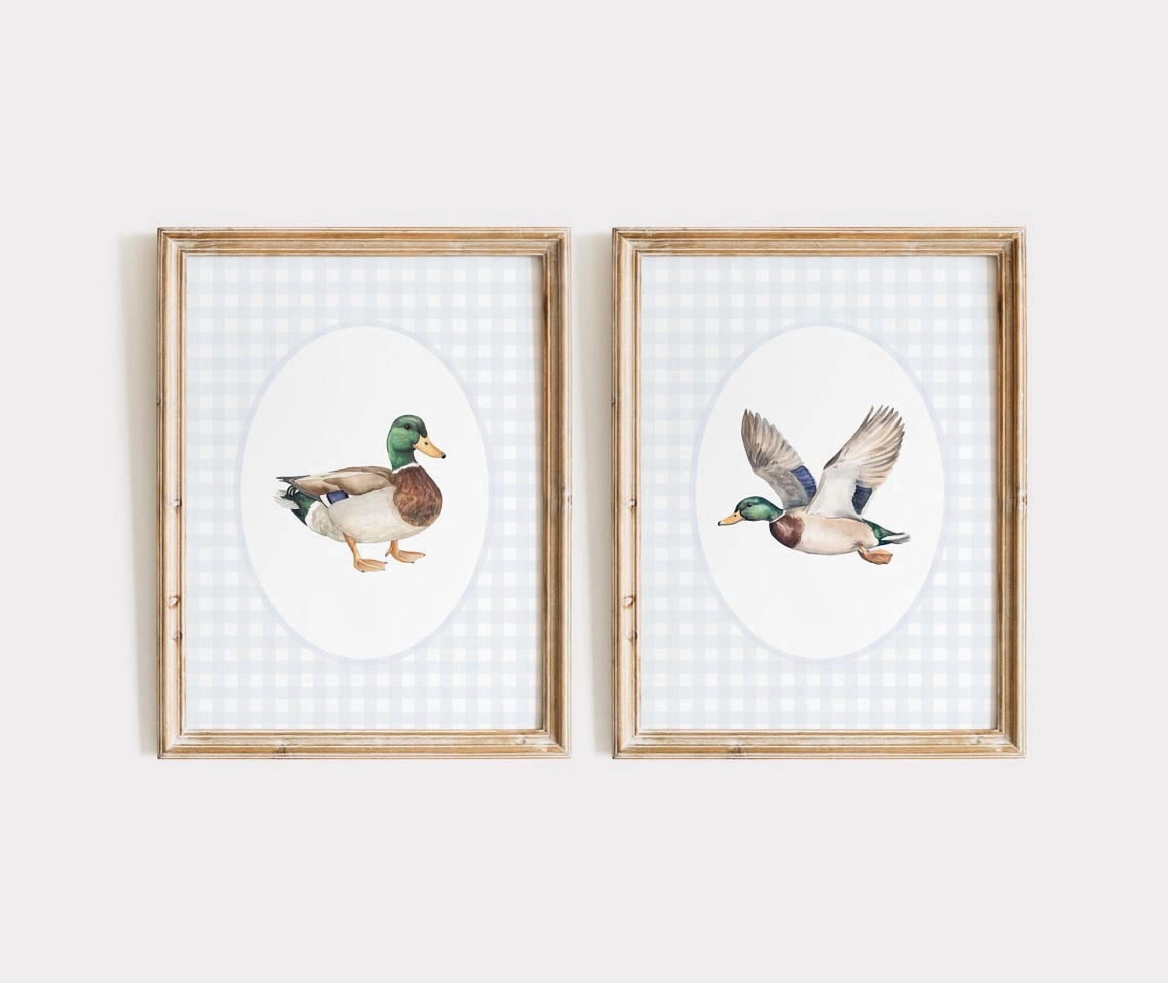 Mallard Duck Nursery Vintage Style Blue Boy Room Wall Art Set 2 ...