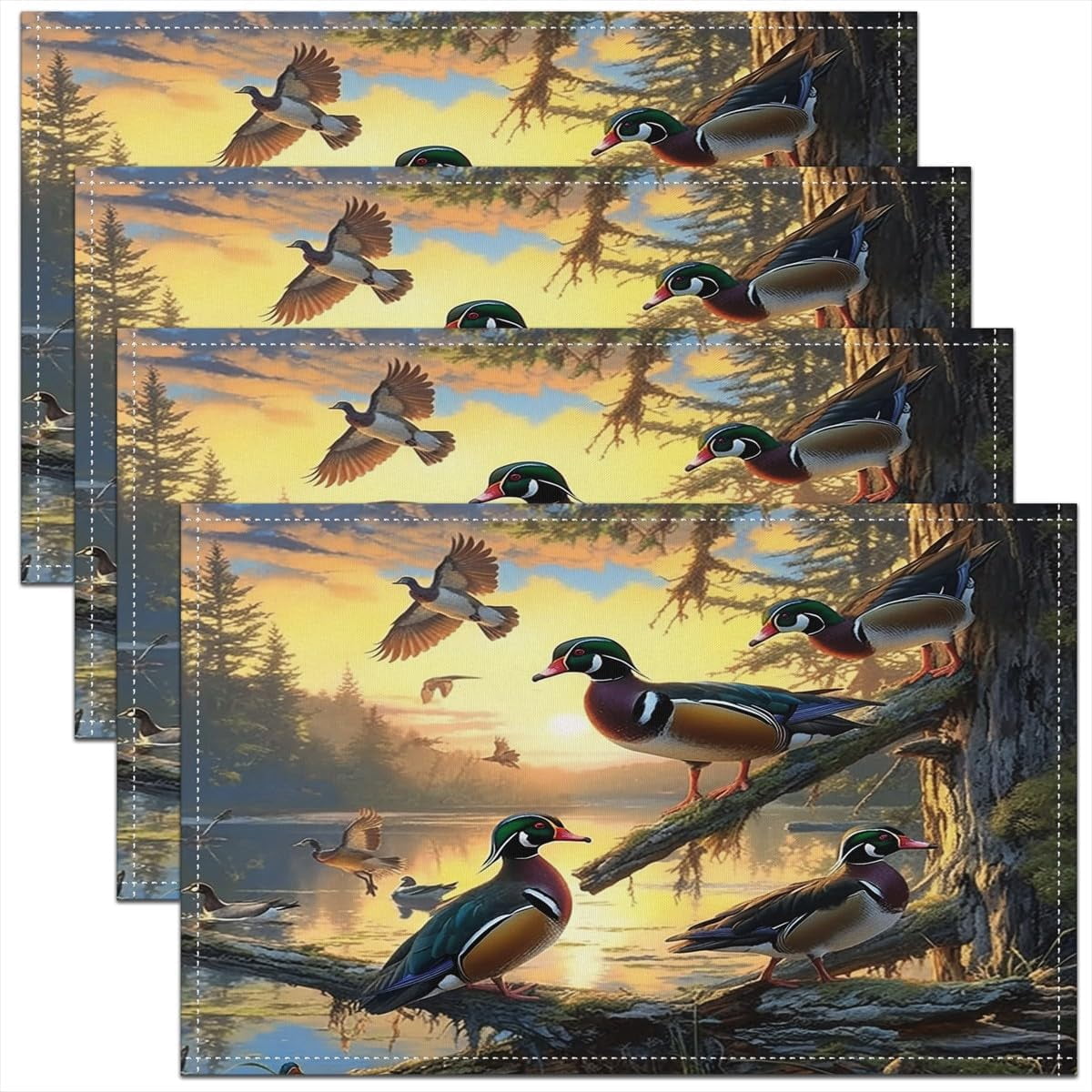 Mallard Duck Placemats Set of 4 12"x18" Wild Animal Table Mats Placemat ...