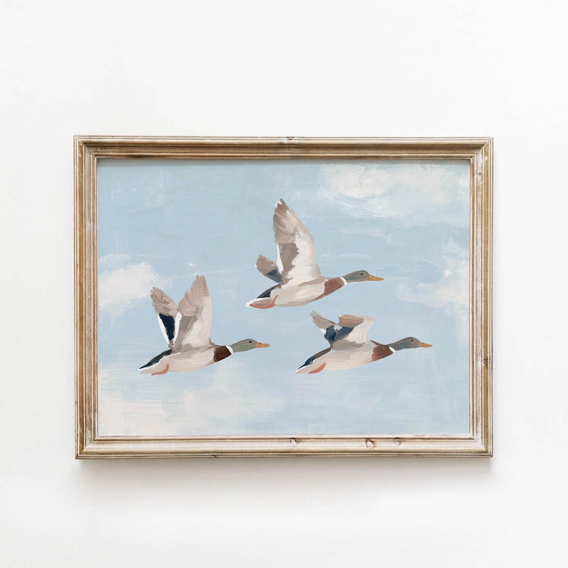 Mallard Ducks Blue Sky Spring Summer Cottagecore Vintage Flying Birds ...